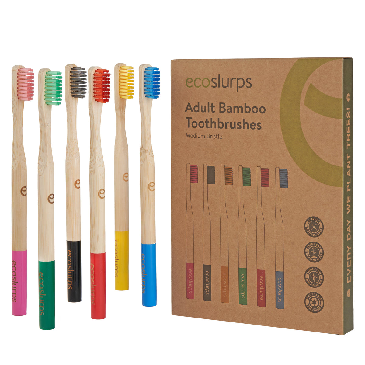 EcoSlurps Bamboo Toothbrushes Multipack - Biodegradable Toothbrush Gift